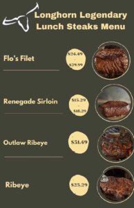 Longhorn Steakhouse Lunch Menu with prices January 2026