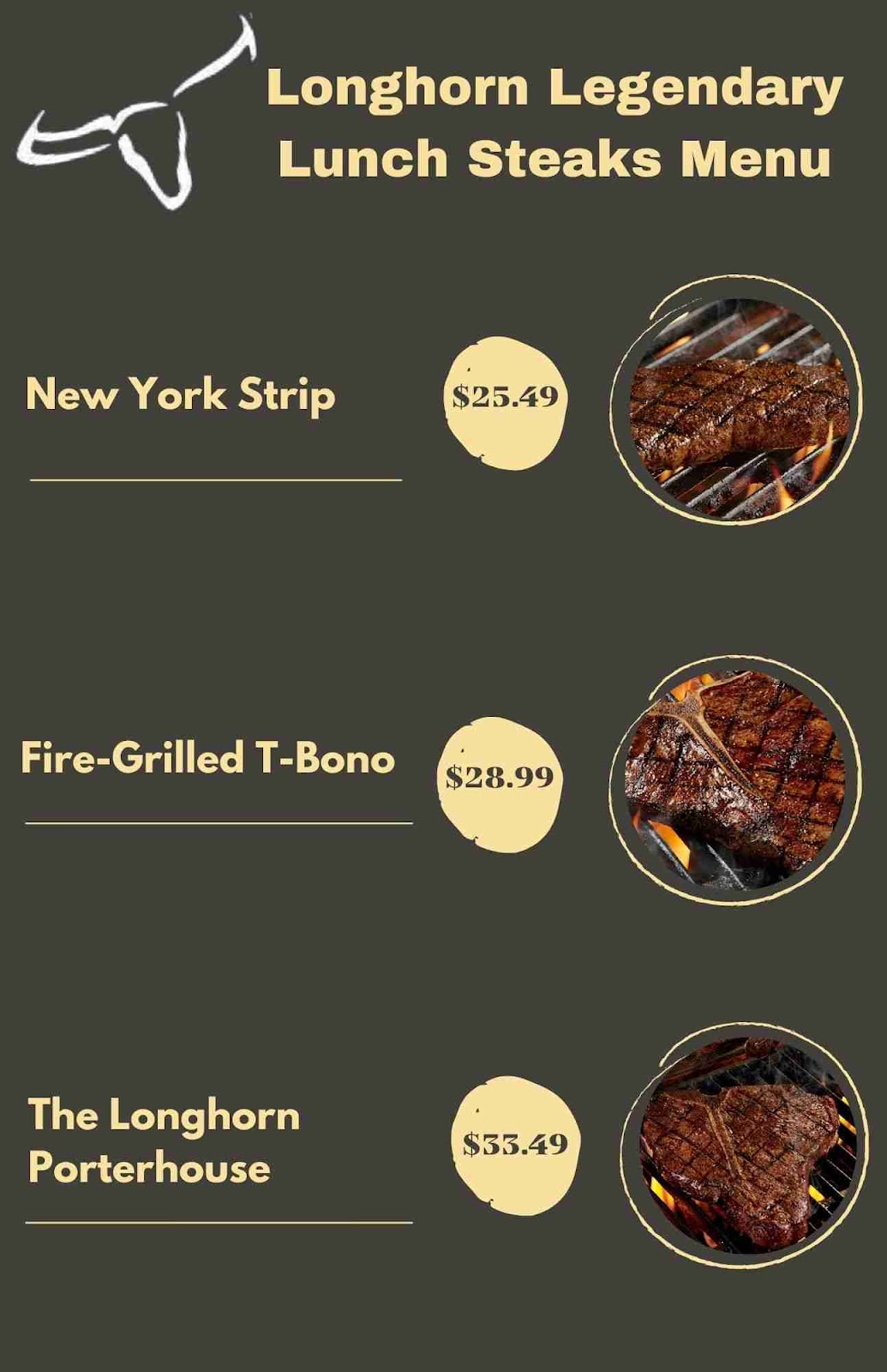 Longhorn Steakhouse Lunch Menu with prices December 2025