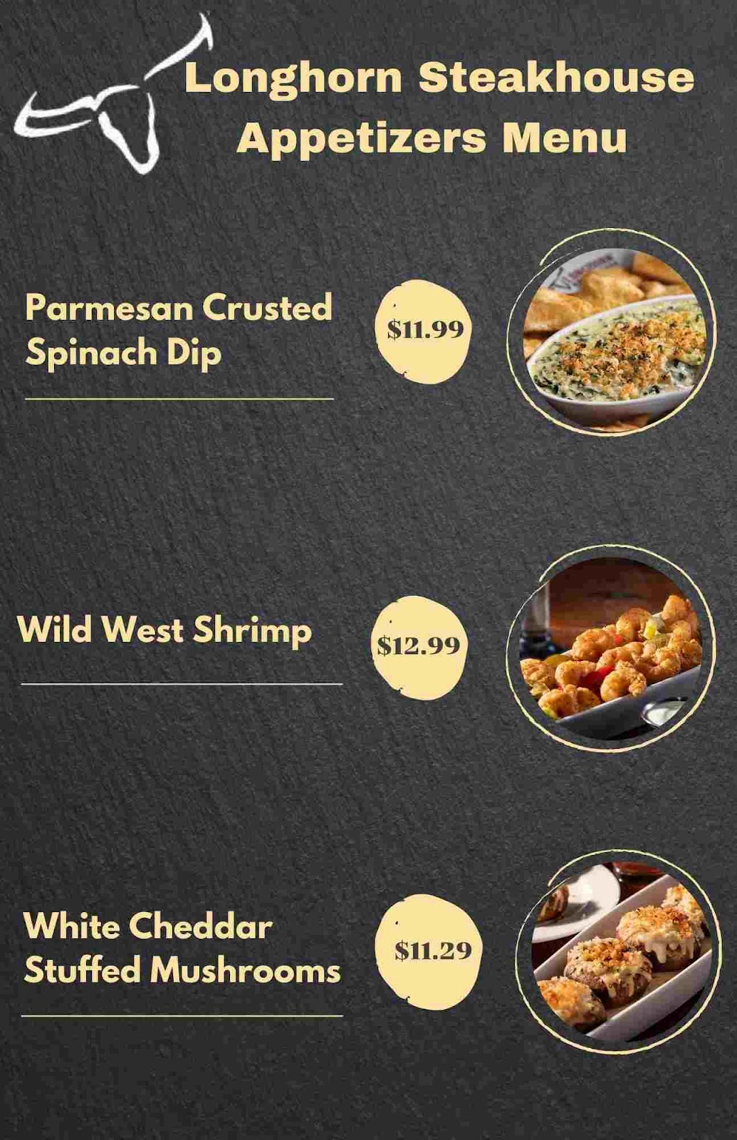 Longhorn Steakhouse Appetizers Menu with Prices December 2025