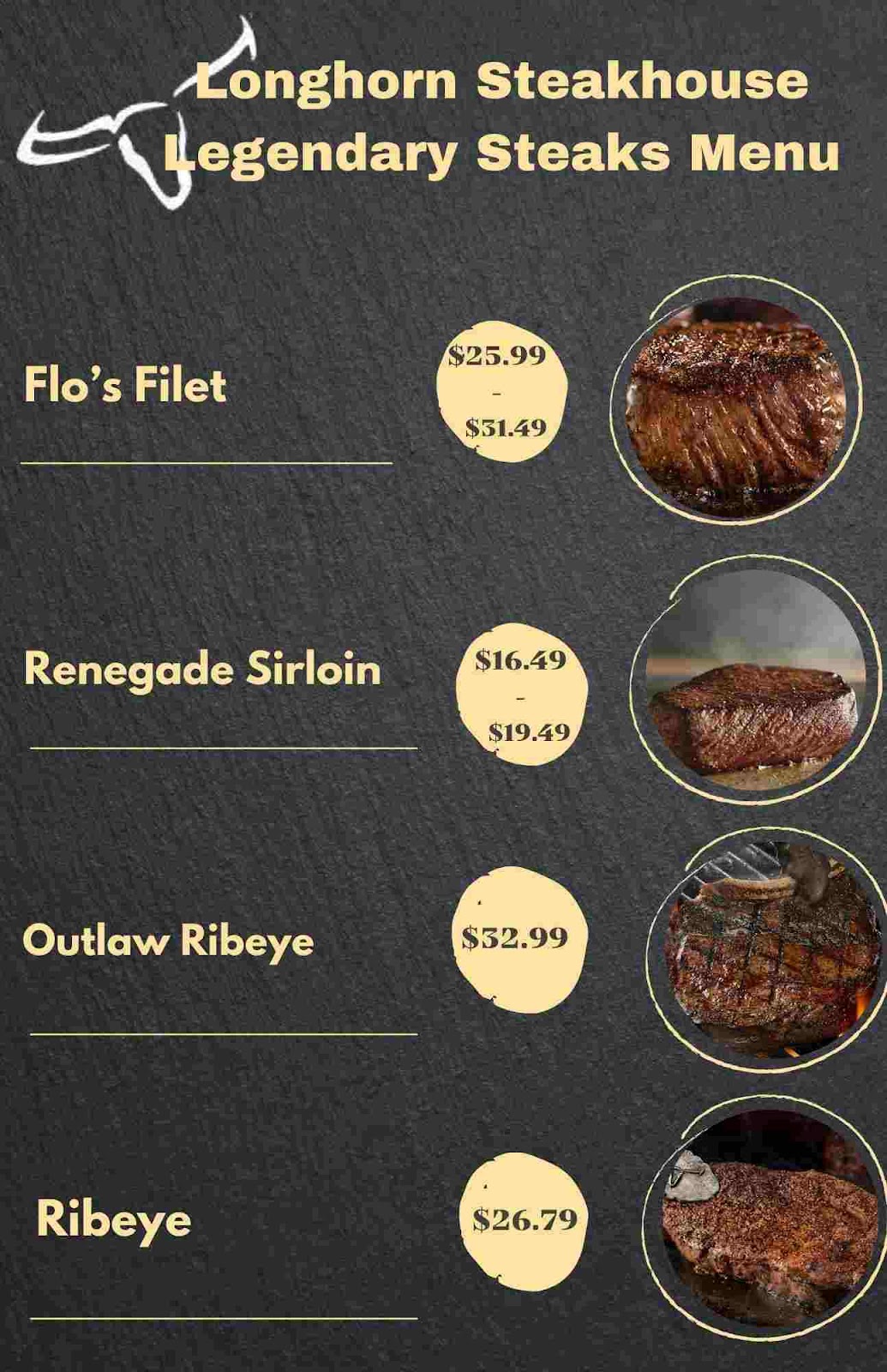 Legendary Steak & Combos Menu with prices December 2025